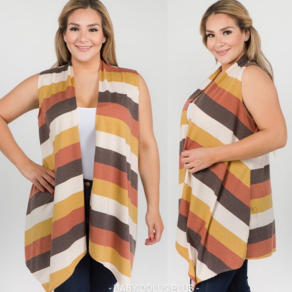Jackets & Coats | 1x3x Super Stylish Multi Color Striped Print Vest ...